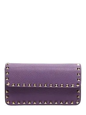 Valentino Garavani Rockstud Leather Crossbody Wallet - Violet