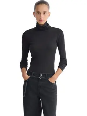 Everlane Tissue Long-Sleeve Turtleneck Black