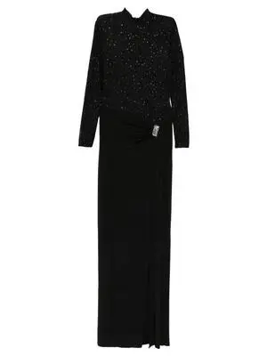 NISSA Nissa Women Rhinestone-Embellished Lace Maxi Dress Multicolor