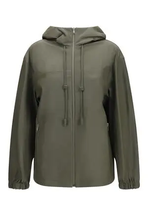 Bottega Veneta Lightweight Nappa Leather Jacket With Intrecciato Hood - Green