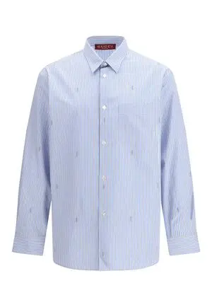 Gucci Striped Cotton Poplin Shirt - Blue