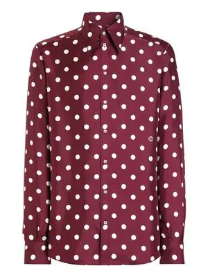Dolce & Gabbana Polka Dot-print Silk Twill Gold Shirt - Multicolor