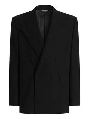 Dolce & Gabbana Sinatra Double-breasted Jacket In Wool Jacquard - Black