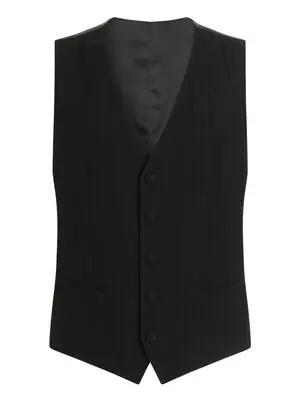 Dolce & Gabbana Single-breasted Striped Wool Jacquard Vest - Black