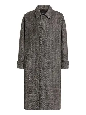 Dolce & Gabbana Single-breasted Wool Blend Chevron Coat - Multicolor