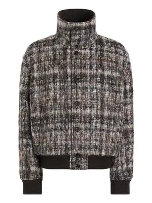 DOLCE & GABBANA Mohair Blend Check Bomber Jacket
