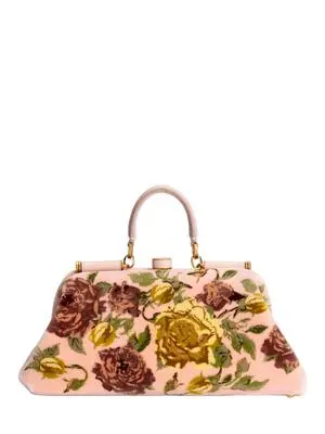 DOLCE & GABBANA Medium Grandma Handbag In Velvet Stitch Embroidery