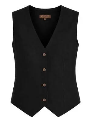 IDYLLO Linen Vest - Black