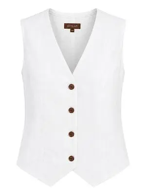 IDYLLO Linen Vest - White