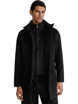 REISS Fossil Wool-blend Gilet-insert Single-breasted Coat - Black
