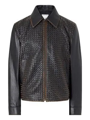 Bottega Veneta Intrecciato Leather Jacket - Black