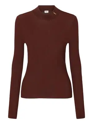 Saint Laurent Cassandre Logo-hardware Silk Knit Top - Brown
