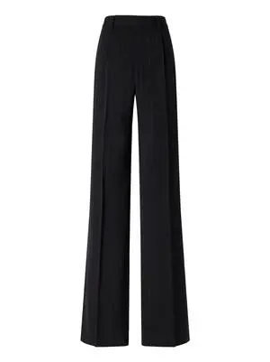 Saint Laurent Striped Wool Wide-leg Pants - Black