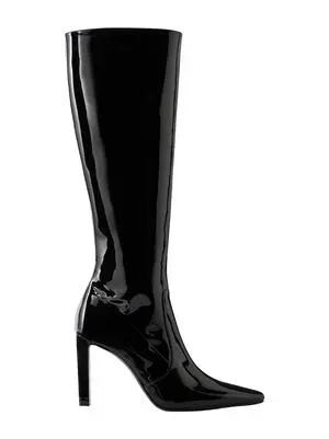 Saint Laurent Françoise 95 Paneled Patent-leather Knee Boots - Black