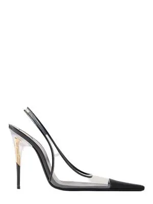 SAINT LAURENT Romy 110 Crepe-satin Trimmed Tpu Slingback Pumps
