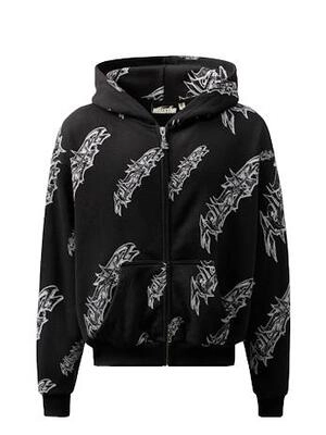 HELLSTAR Graffiti Zipup Hoodie - Black