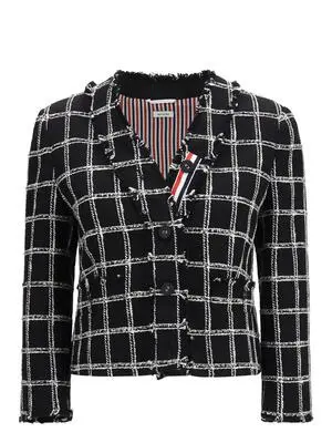 Thom Browne Thom Browne Women Checked Tweed Cardigan Jacket Black