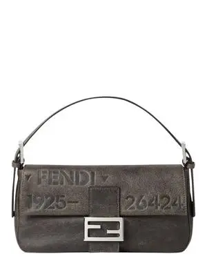 Fendi Baguetteâ® 26424 Leather Stencil Print Bag - Black