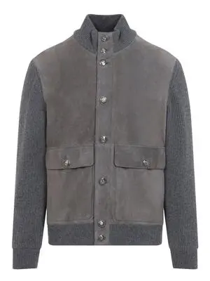 Brunello Cucinelli Brunello Cucinelli Padded Leatherjacket Men Gray