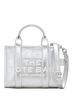 Marc Jacobs The Metallic Leather Small Tote Bag In Metallic Silver