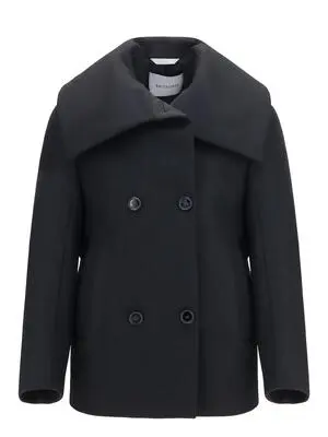 Balenciaga Structured High-neck Peacoat - Black