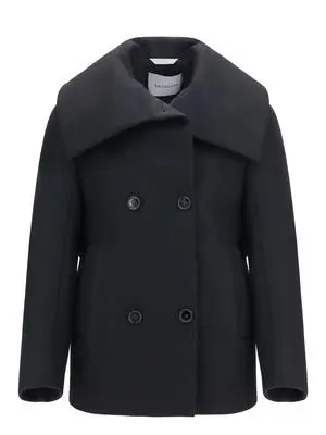 Balenciaga Structured High-neck Peacoat - Black