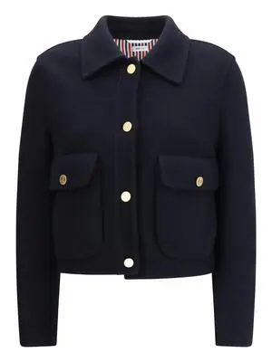 Thom Browne Cropped Virgin Wool Jacket - Blue
