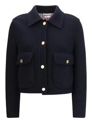 Thom Browne Cropped Virgin Wool Jacket - Blue