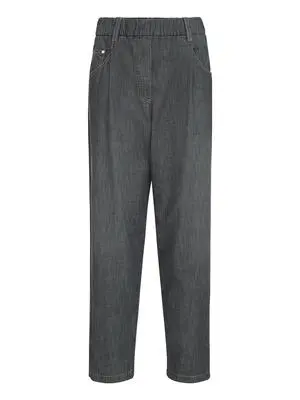 Brunello Cucinelli Denim Tapered Trousers - Black
