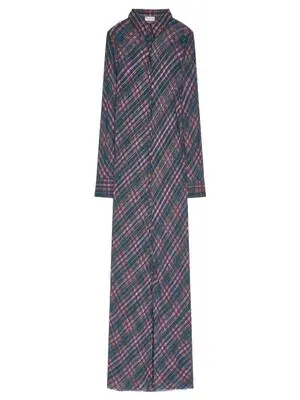 Dries Van Noten Checked Midi Dress - Blue