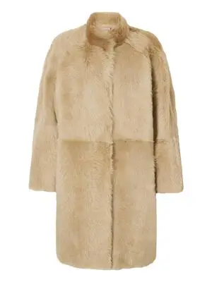 Nour Hammour Blaise Paneled Shearling Coat - Cream