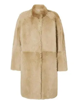 Nour Hammour Blaise Paneled Shearling Coat - Neutrals