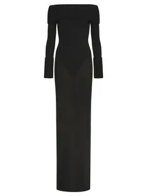 Alaïa MERINO OFF-SHOULDER DRESS Black