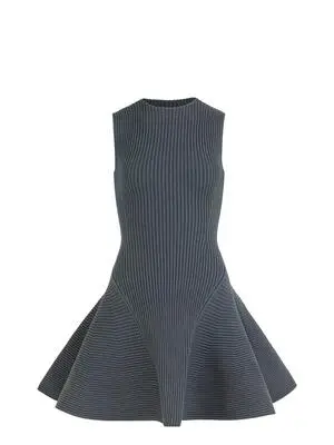 Alaïa Ribbed Skater Dress - Blue-gray