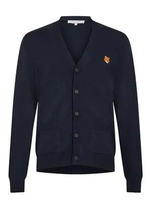 Maison Kitsuné Vneck Knit Cardigan - Black