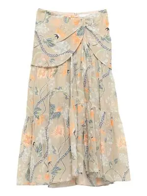 Chloé Printed Midi Skirt - Sand-colored