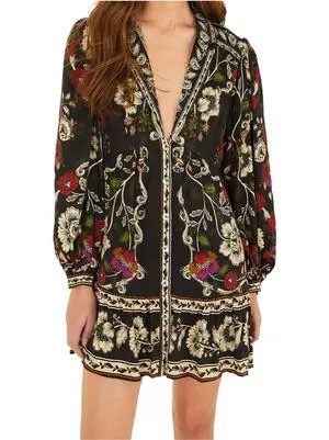 Farm Rio Long-sleeved Dress - Black