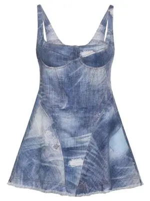 Roberto Cavalli Distressed Mini Dress - Blue