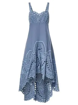 Charo Ruiz Ibiza Caspian Broderie-anglaise Asymmetric Dress Blue