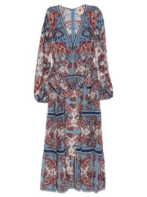 Farm Rio Paisley-print Tiered Maxi Dress - Gray
