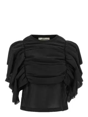 Comme Des Garçons Layered Pleated Top Black