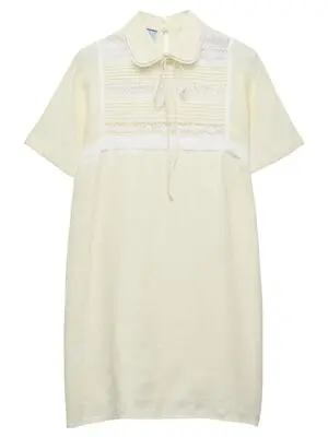 Prada Embroidered Linen Mini-dress - Vanilla