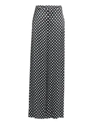 Saint Laurent Satin Polka Dot High Waist Wide Leg Pants - Black