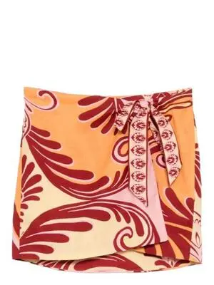 Farm Rio Arabesque Tie Skirt - Red