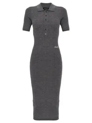 Dsquared2 Ribbed Knit Polo Dress - Grey