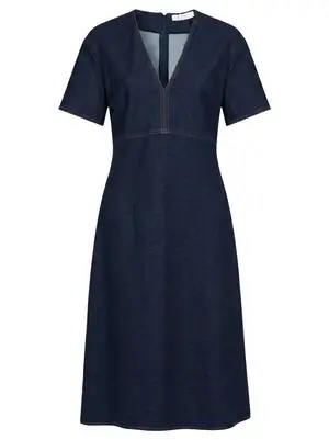 Max Mara Dark Short-sleeved Denim-effect Dress - Blue
