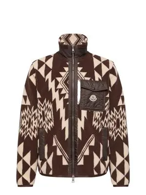 Moncler Geometric Teddy Zip-up Hoodie - Brown