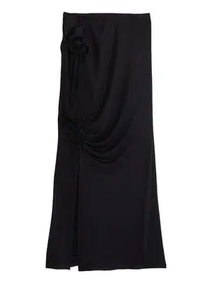 Farm Rio Floral-appliqué Maxi Skirt - Black