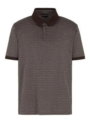 EMPORIO ARMANI AllOver Subtle Pattern ShortSleeve Polo Shirt