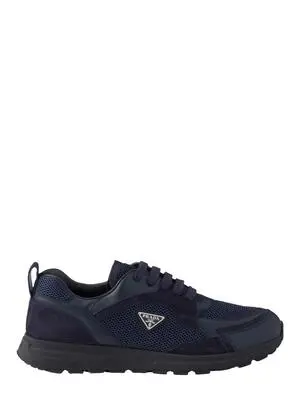 Prada Prax Leather And Fabric Sneakers - Navy